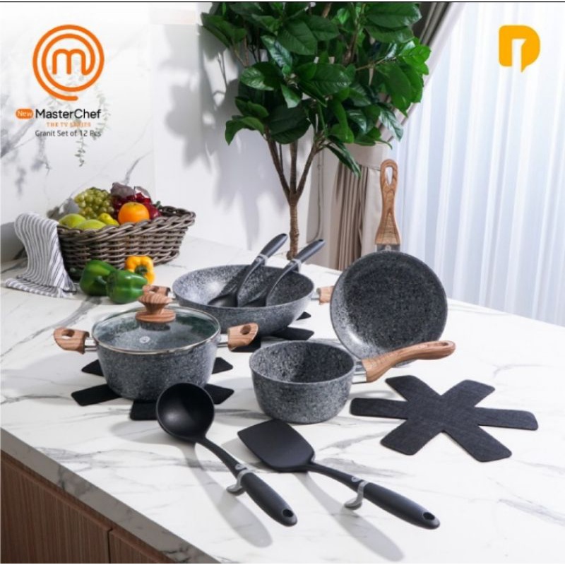 Jual ORIGINAL!!! Master Chef Granit Set Cookware set of 12 / Panci ...