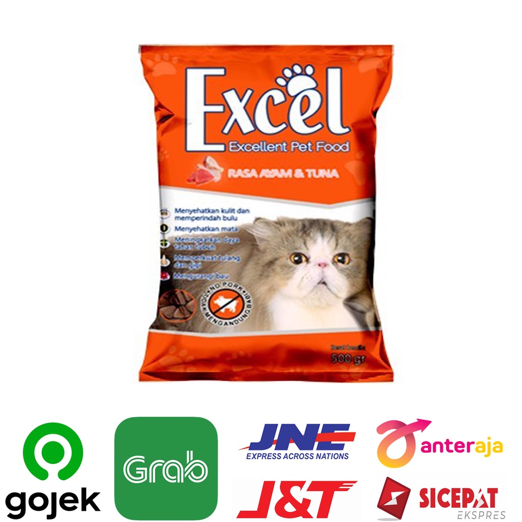 Jual Makanan Kucing Excel Catfood Ayam dan Tuna 500gr | Shopee Indonesia