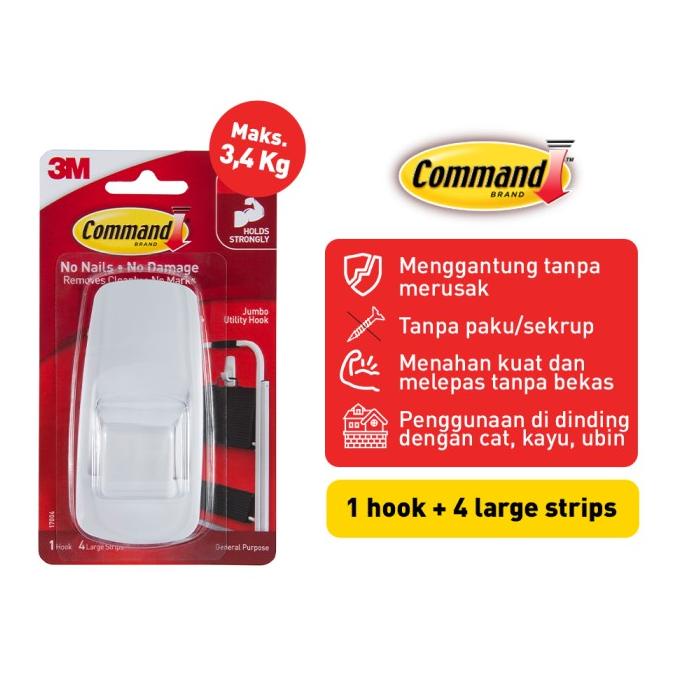 Jual Command 3M Gantungan Jumbo Hook Stretch Release Daya Rekat Kuat ...