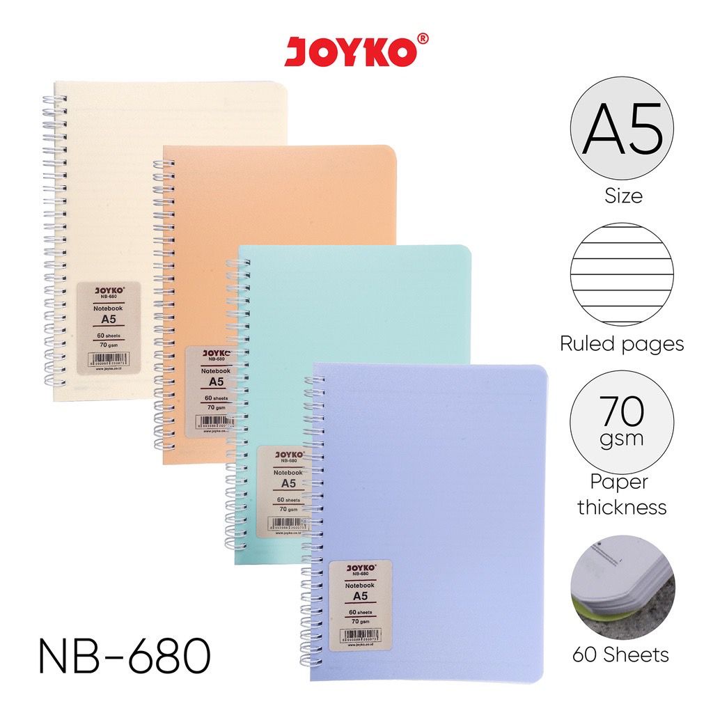 Jual Notebook Joyko NB680 A5 pastel I Joyko Notebook A5 garis I COD ...