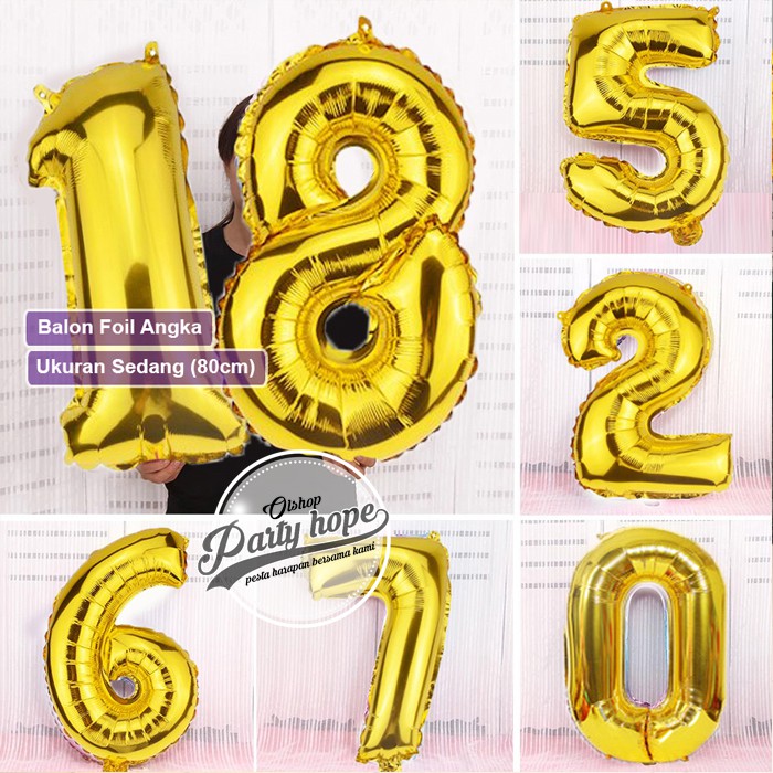 Jual Balon Angka Jumbo Gold 80 Cm / Balon Foil Angka Besar / balon ...