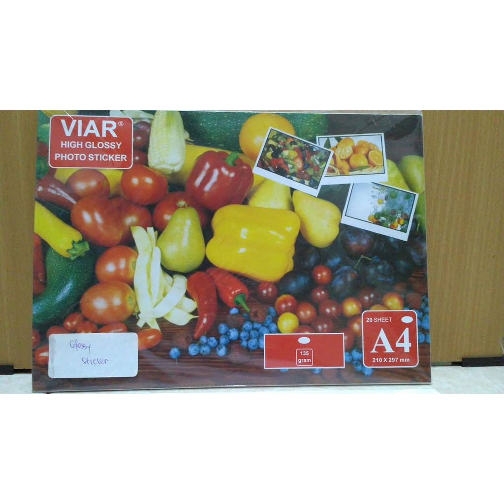 Jual Glossy sticker photo paper A4 / kertas stiker photo A4 ( isi 20lbr ...