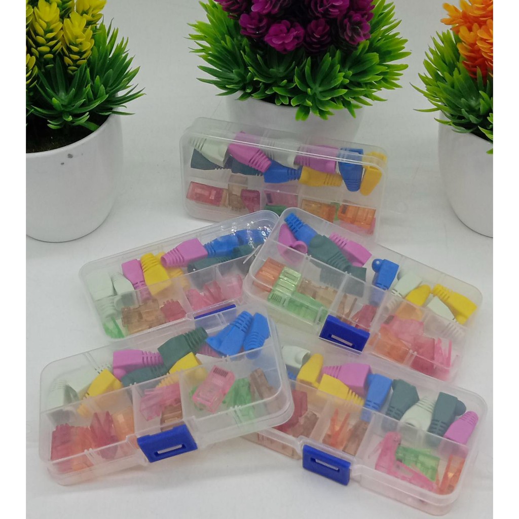 Jual Satu Set Plug Booth Karet & Rj45 Cat Connector Colorful | Shopee ...
