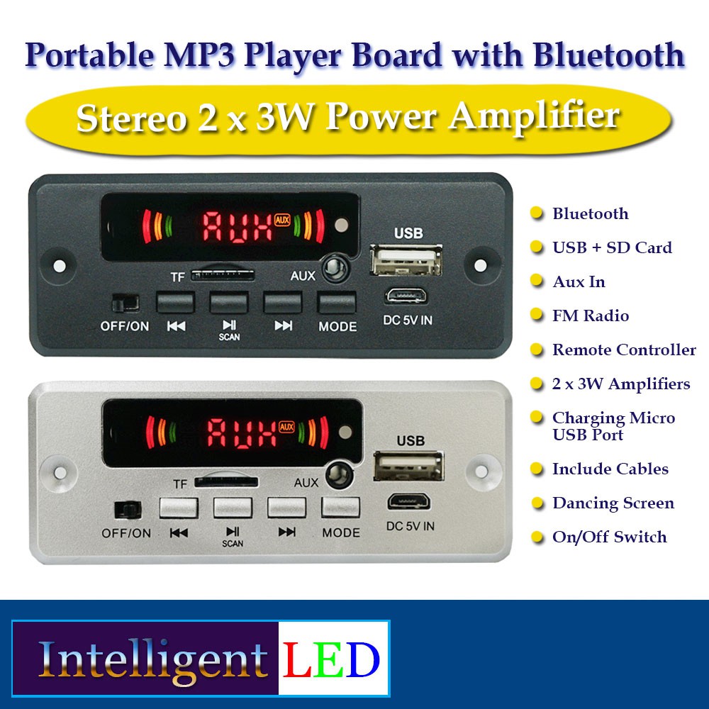 Jual Amplifier 2x3W 5-12V Bluetooth MP3 Decoder Board FM TF SD Card AUX ...