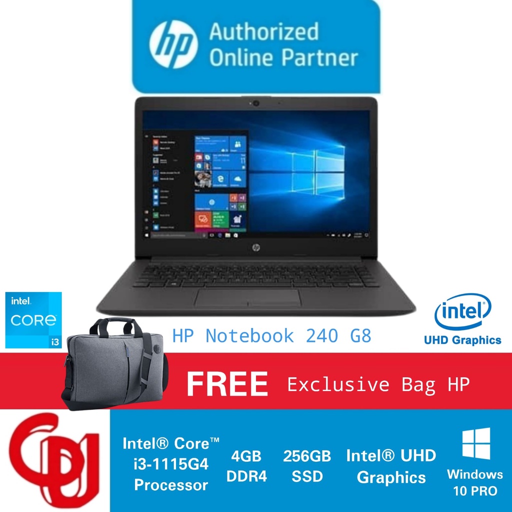 Jual HP NOTEBOOK 240 G8 UMA 459T2PA i3-1115G4 4GB 256GB SSD W10 PRO ...