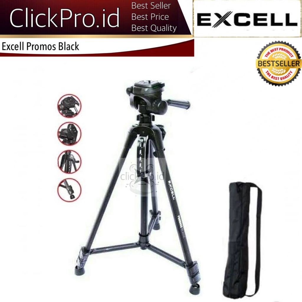 Jual Tripod EXCELL Promoss / Excel Promos BLACK For Camera DSLR ...