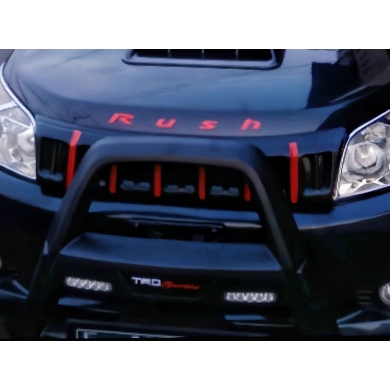 Jual emblem kap mesin rush merah n hitam - hood emblem new rush red n ...