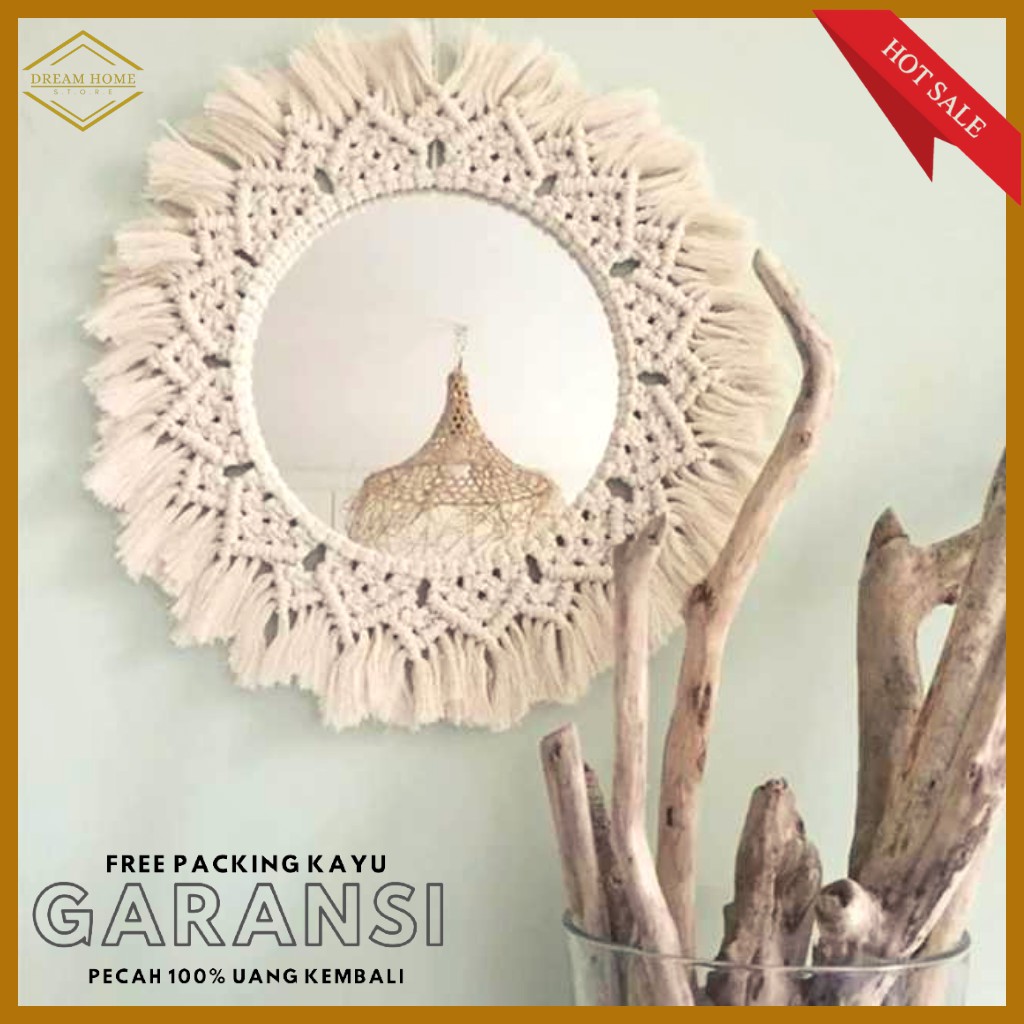 Jual (GROSIR) kaca Cermin macrame double kepang diameter 35 cermin ...