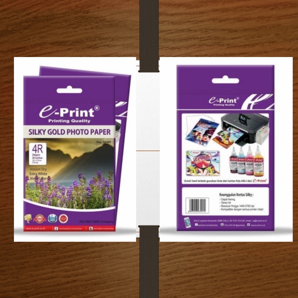 Jual Kertas Foto E Print 4R SILKY GOLD isi 20 Lembar/Foto 4R Silky Doff ...