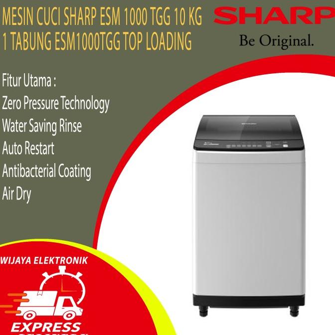 Jual MESIN CUCI SHARP ESM 1000 TGG 10 KG 1 TABUNG ESM1000TGG TOP LOADING | Shopee Indonesia