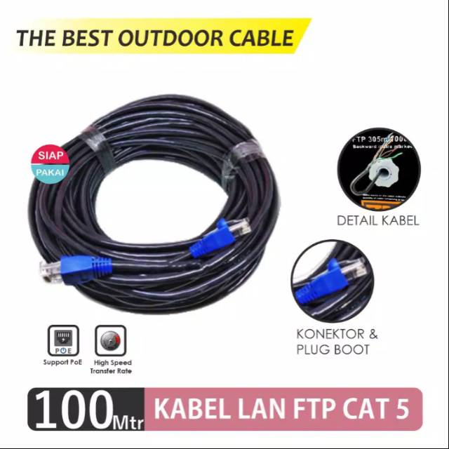 Jual Kabel LAN STP FTP Cat 5e Outdoor CCA Zimmlink Siap Pakai 100 Meter ...