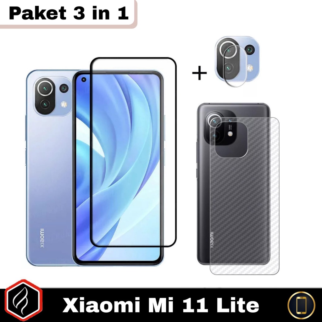 Jual Paket 3 in 1 XIAOMI Mi 11 Lite / Mi 11 Lite Anti Gores Layar Full Cover + Tempered Glass ...