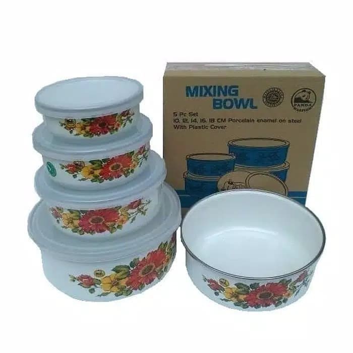 Jual MASPION mixing bowl 5 pcs set - mangkok susun enamel - lunch box ...
