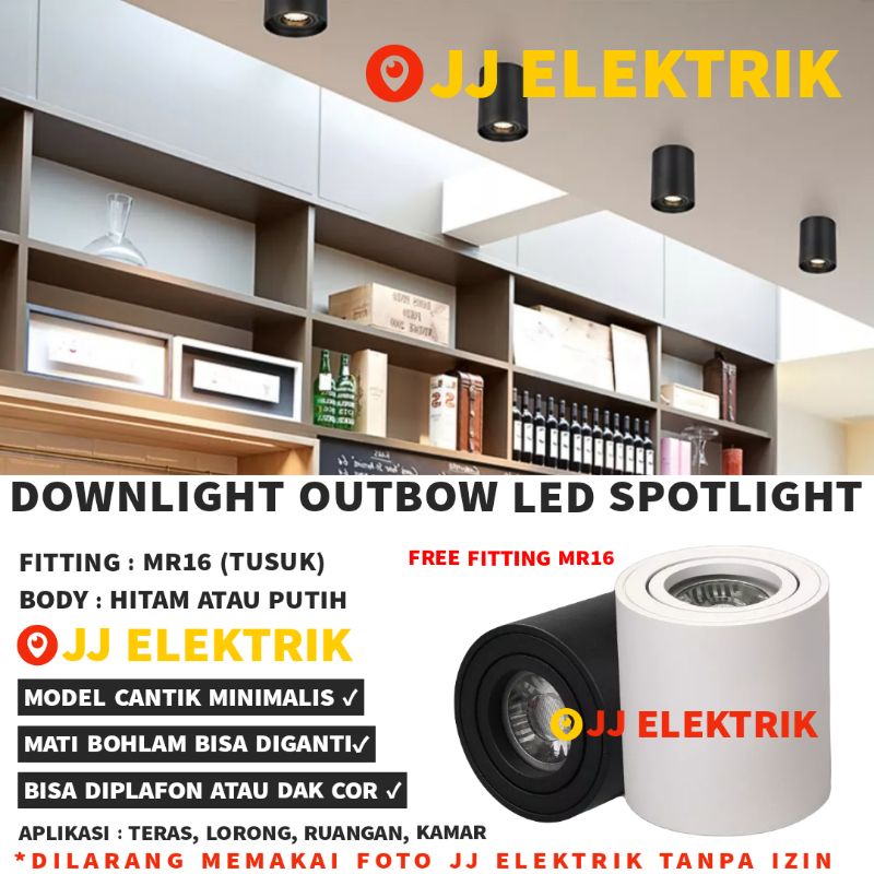 Jual Lampu Sorot Tempel Plafon Outbow 3W 5W 7W 12W - Spotlight Fitting Downlight MR16 Bohlam ...