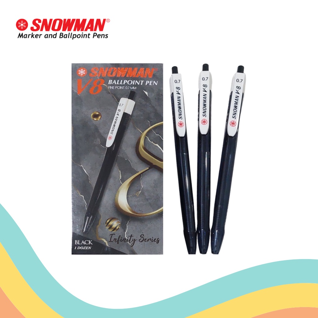 Jual OBRAL…!!! BALLPOINT SNOWMAN V-8 (12 PCS) | Shopee Indonesia