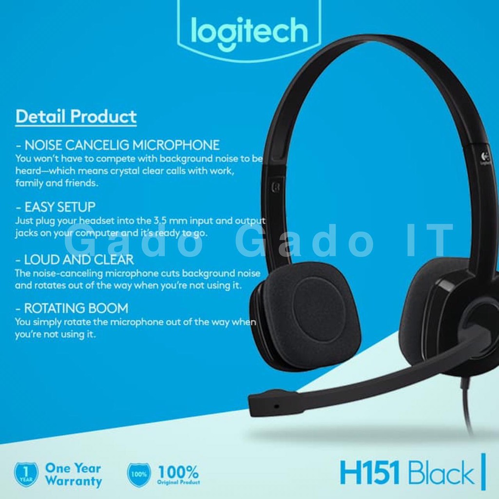 Jual Stereo Headset LOGITECH H151 Headphone With Microphone | Shopee ...