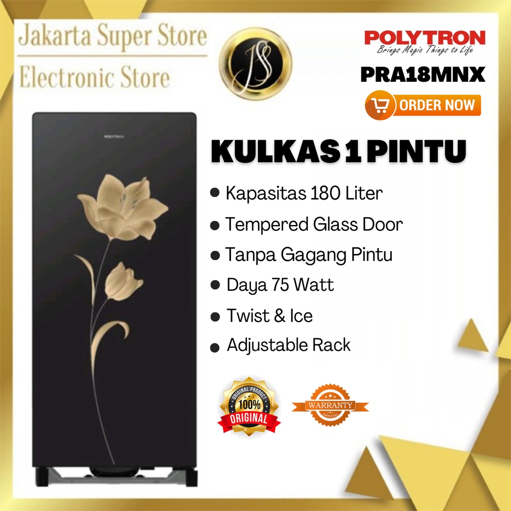 Jual KULKAS POLYTRON PRA 18 MNX LEMARI ES 1 PINTU 180 L | Shopee Indonesia