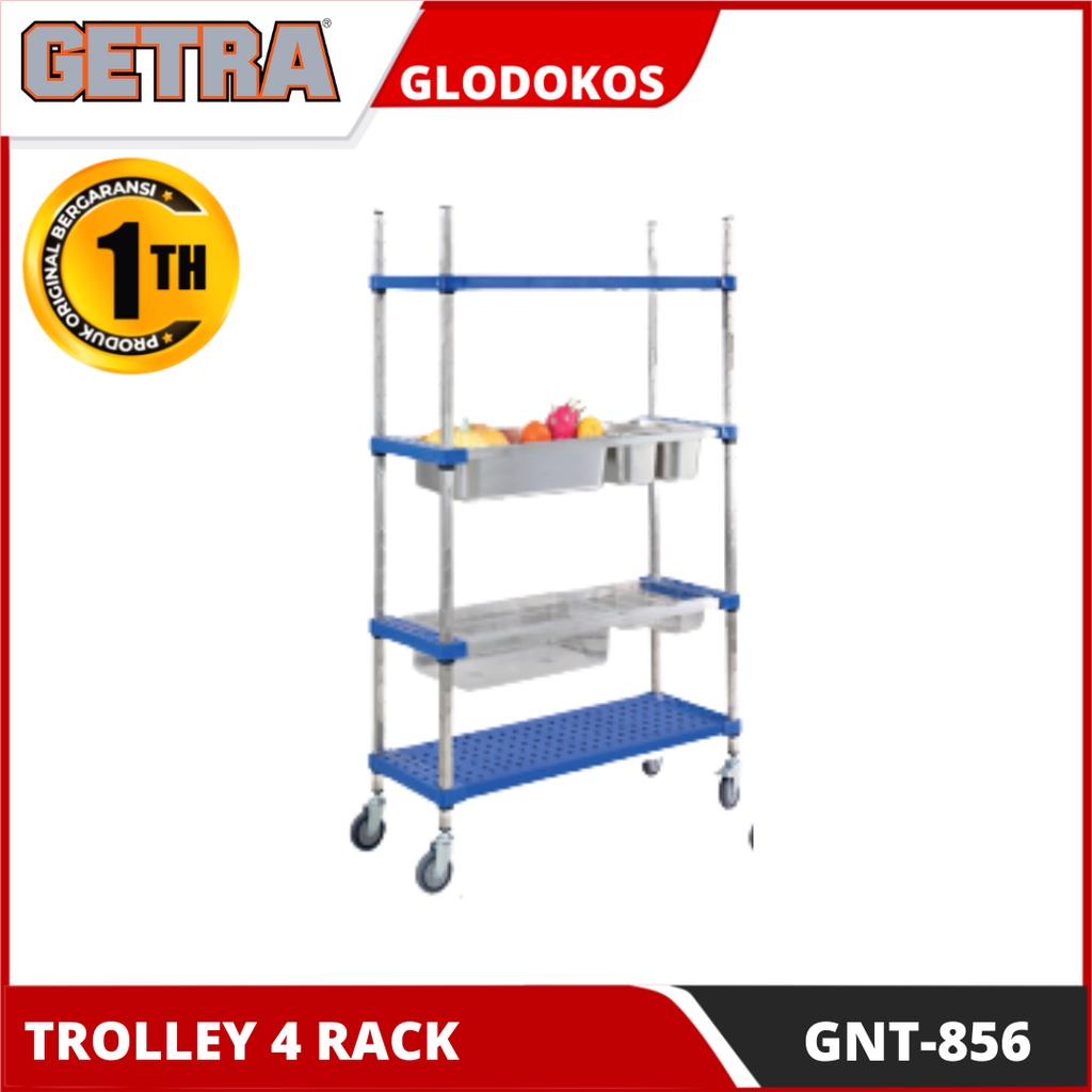 Jual S/S GN RACK TROLLEY GETRA GNT-856 TROLLEY HOTEL RESTORAN 4 RAK ...
