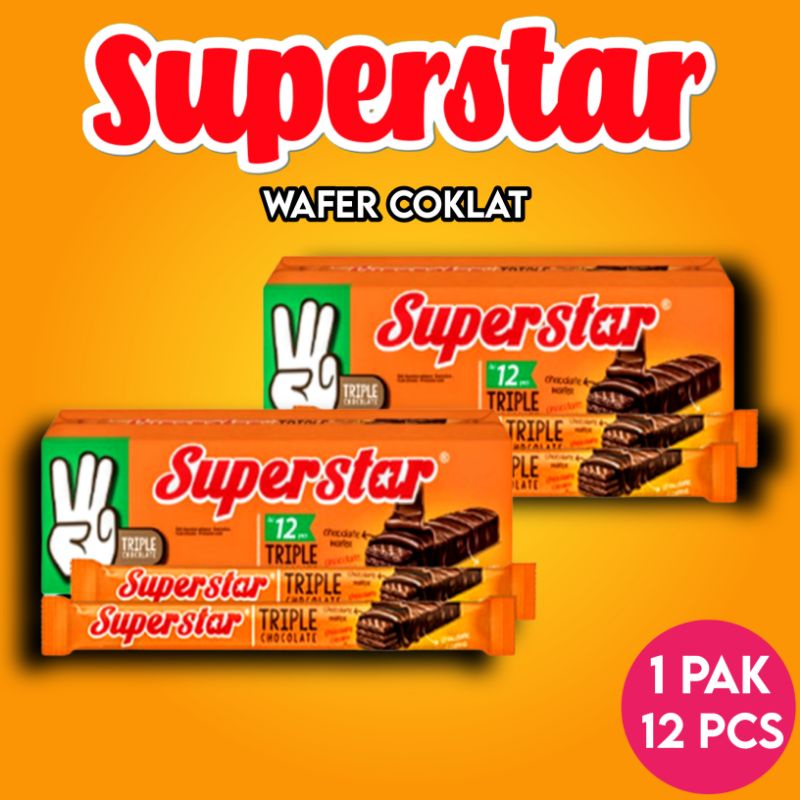 Jual Superstar Wafer Triple Chocolate 16 gr - 1box - 12pcs | Shopee ...