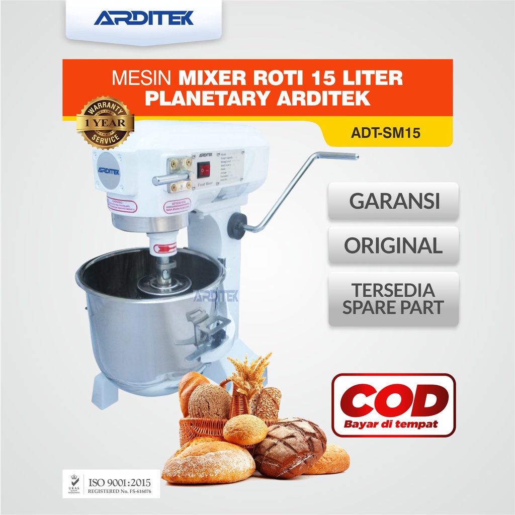 Jual Mesin Mixer Roti 15 Liter Planetary Arditek ADT-SM15 | Shopee ...