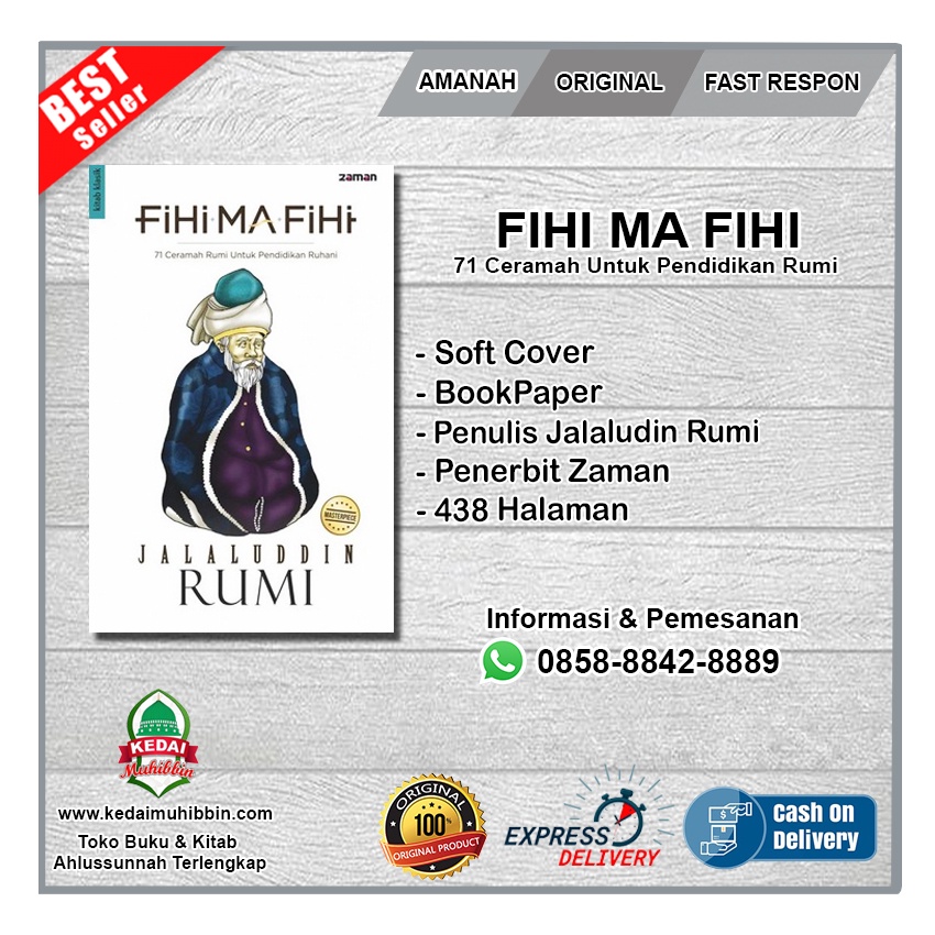 Jual FIHI MA FIHI - Jalaluddin Rumi ( 100% Original ) Penerbit Zaman ...