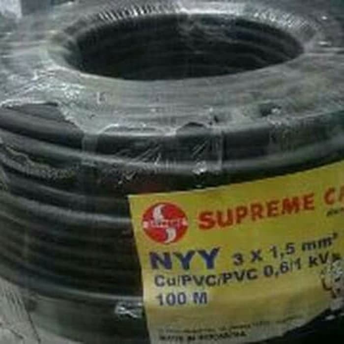 Jual Kabel Listrik Kawat Hitam NYY 3 x 1.5 3 x 1,5 3x1,5 3x1.5 Supreme (Meteran) Kabel NYY 3 x 1 ...