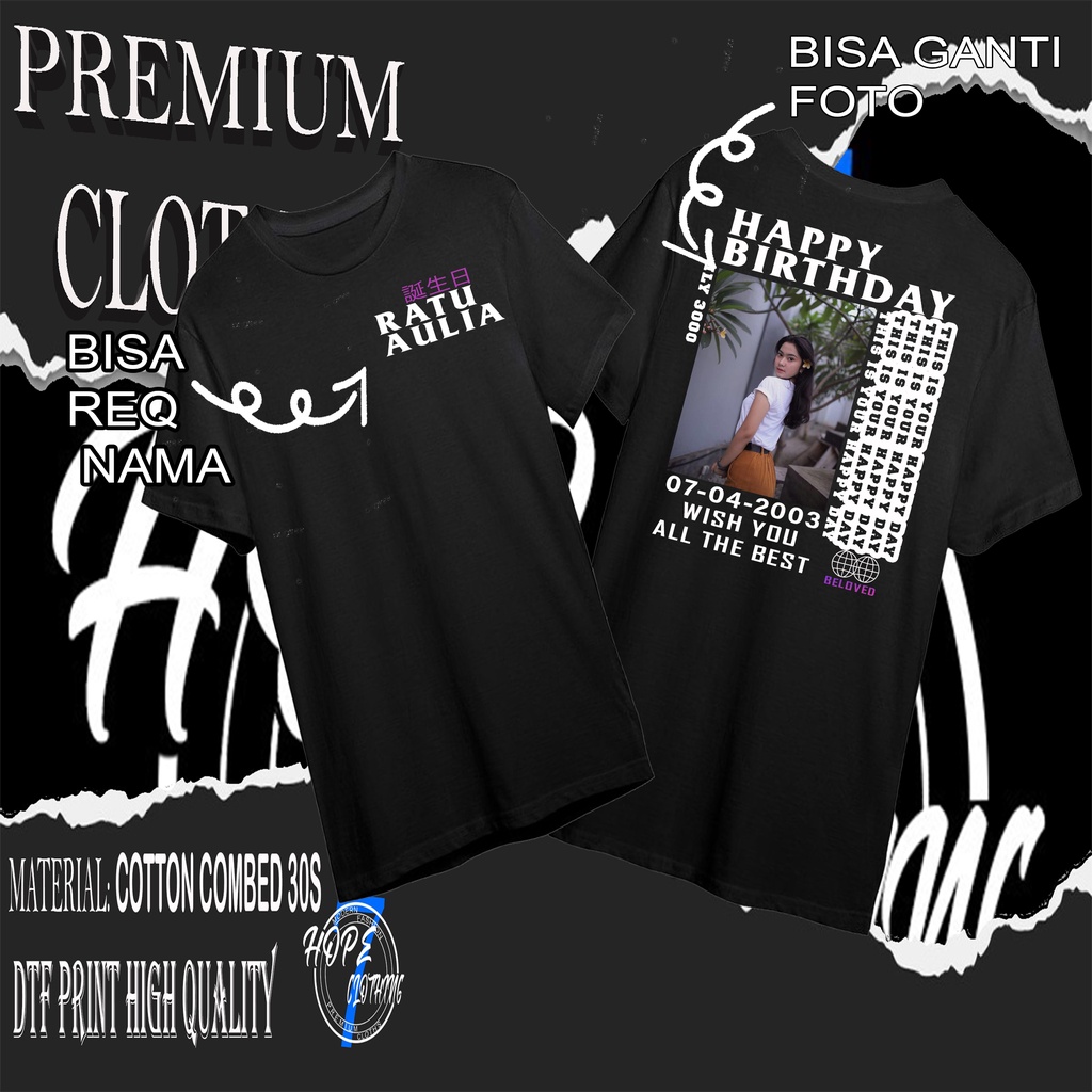 Jual (COD) H-CLO CUSTOM "HAPPY BIRTHDAY" BEBAS REQ FOTO BEBAS REQ NAMA ...