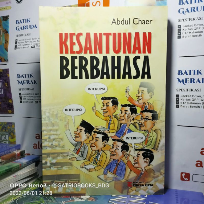 Jual BUKU KESANTUNAN BERBAHASA. ABDUL CHAER. ORIGINAL. | Shopee Indonesia