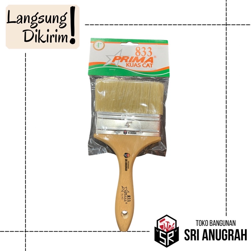Jual PRIMA Kuas Cat Tembok Dan Minyak Gagang Kayu 833 Bulu Putih Tebal ...