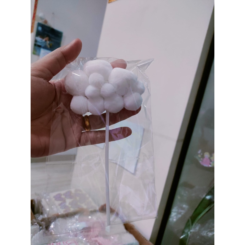 Jual cake topper awan 3D pompom / hiasan cake awan cloud pompom bola ...