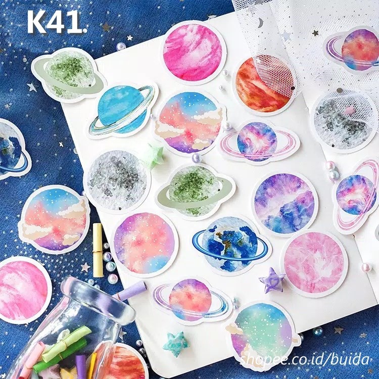 Jual Stiker Aesthetic K41 Sticker Planet Tata Surya Universe Dekorasi ...
