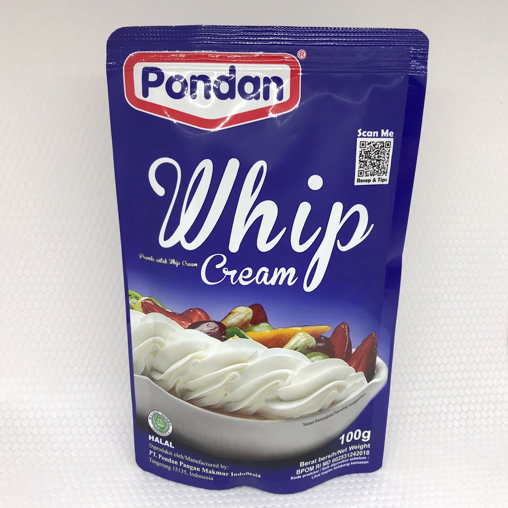 Jual Pondan Whip Cream 100gr/ Whipping Cream Bubuk Pouch | Shopee Indonesia