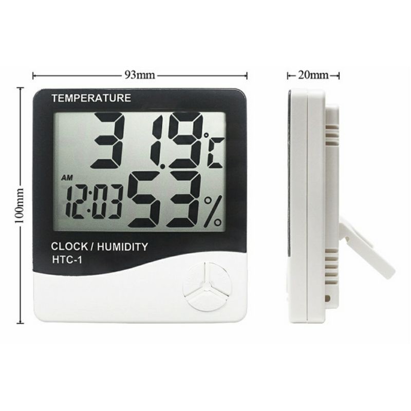 Jual HTC-1 Hygrometer Thermometer Temperature Ruangan Jam Digital Clock ...