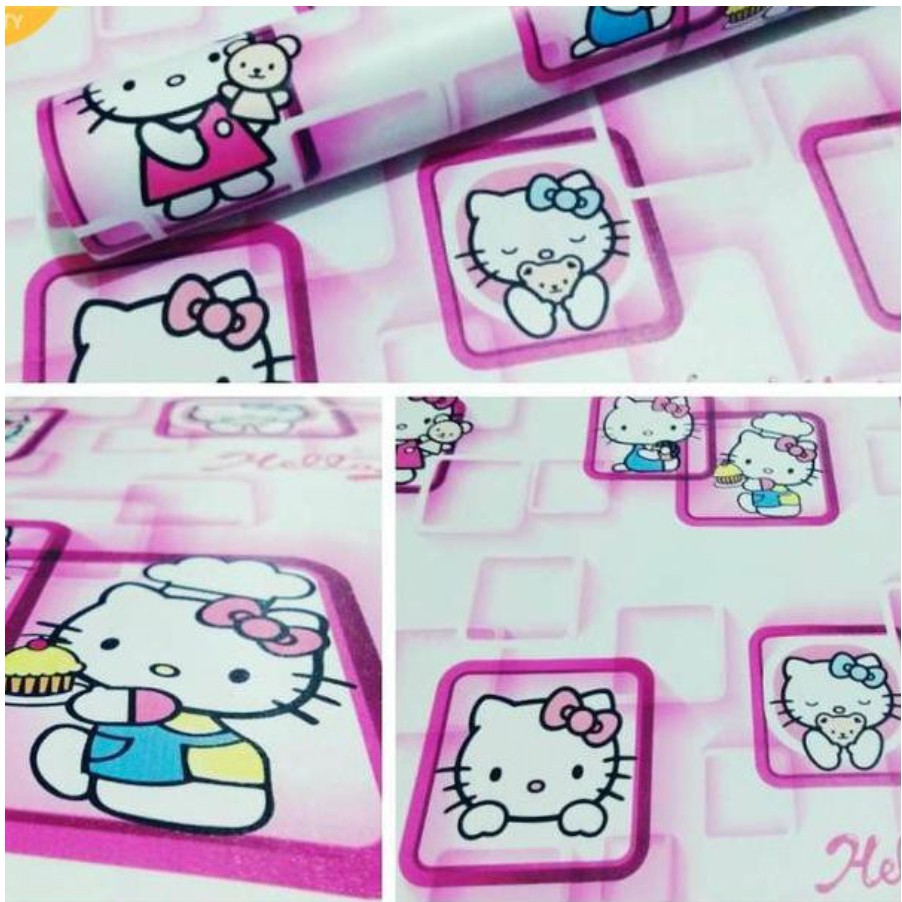 Jual WALLPAPER DINDING Hello Kitty Helo Kity Motif HK 3D KOTAK PINK Ukuran 45 cm x 10 M | Shopee ...
