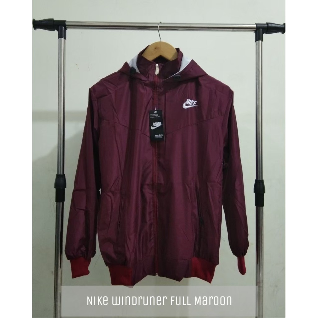 Jual Jaket Nike Parasut Windrunner Full Marun | Shopee Indonesia