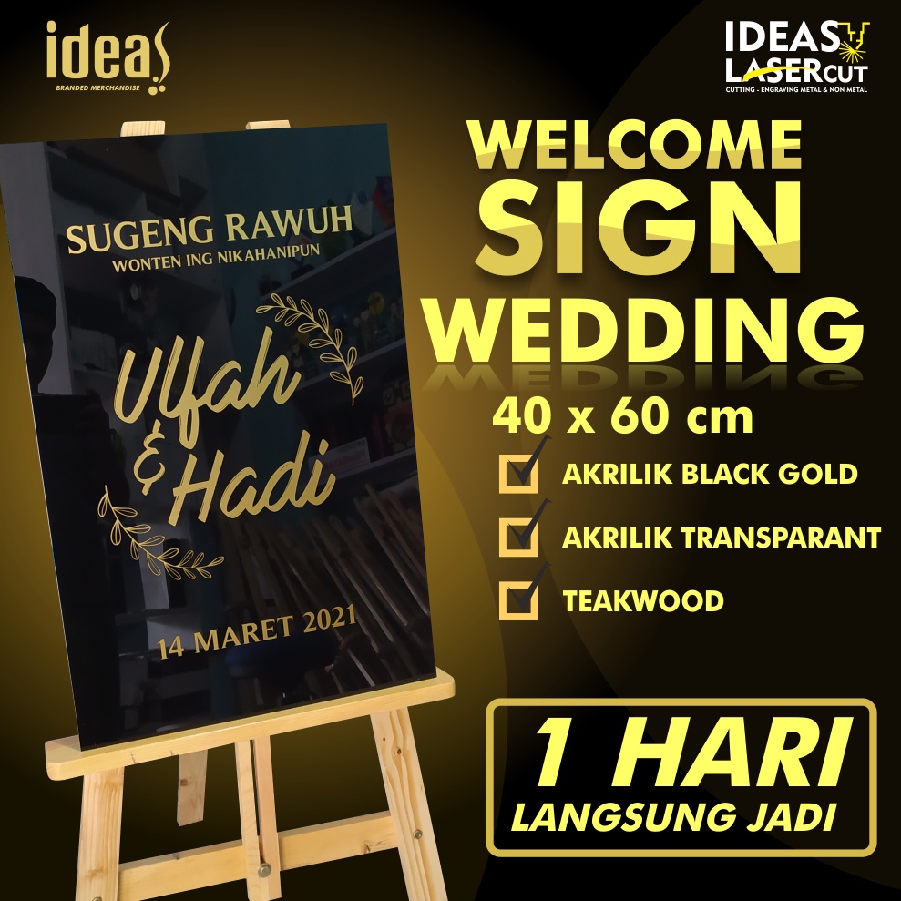 Jual Welcome Sign Wedding Acrylic 40 x 60 cm / Dekorasi Lamaran ...