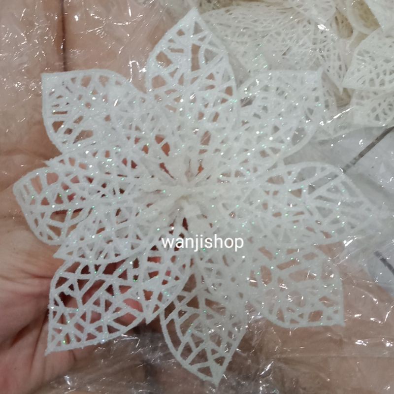 Jual BUNGA GLITTER B 15 CM artificial hiasan pohon natal dekorasi ...