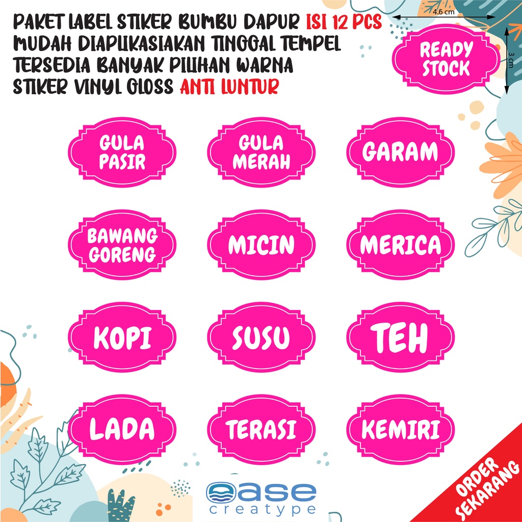 Jual STIKER BUMBU DAPUR ANTI AIR VINYL (READY STOK) 1 PAKET ISI 12 PCS ...