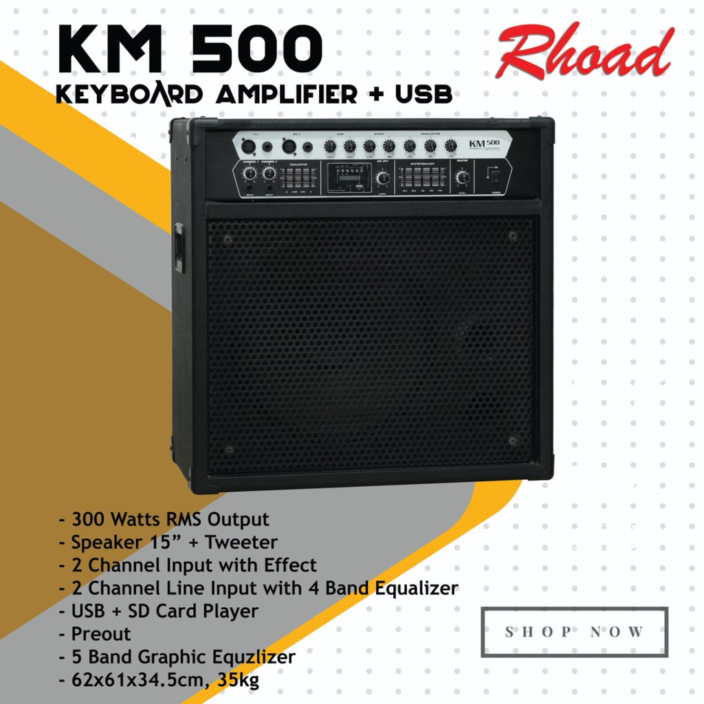 Jual Amplifier Keyboard Rhoad KM 500 + USB 300 Watt Combo | Shopee ...