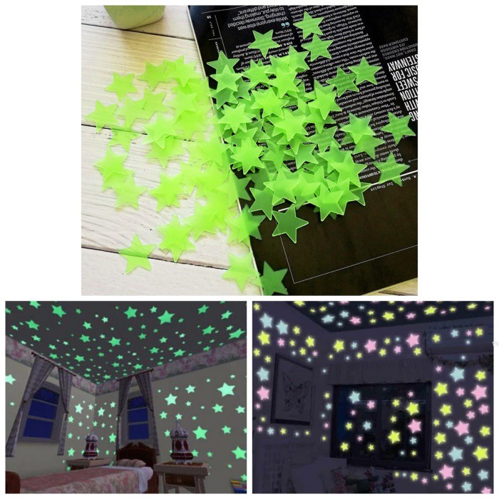 Jual STAR WALL STICKER STIKER BINTANG GLOW IN THE DARK WALLSTICKER ...