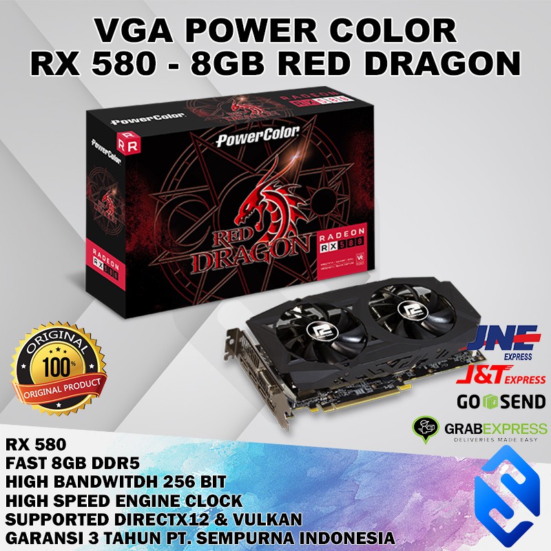 Jual VGA POWERCOLOR RX 580 RED DRAGON 8GB DDR5 256 BIT MURAH | Shopee ...