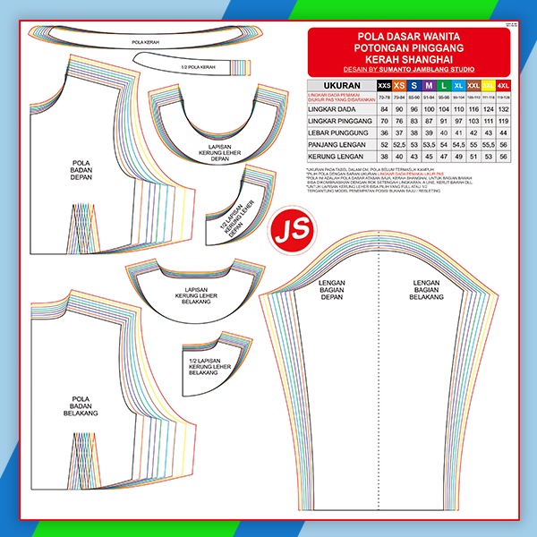 Jual Pola Jiplak Pola Dasar Dewasa Potongan Pinggang Wanita [ Pola Baju Jamblang Studio ...