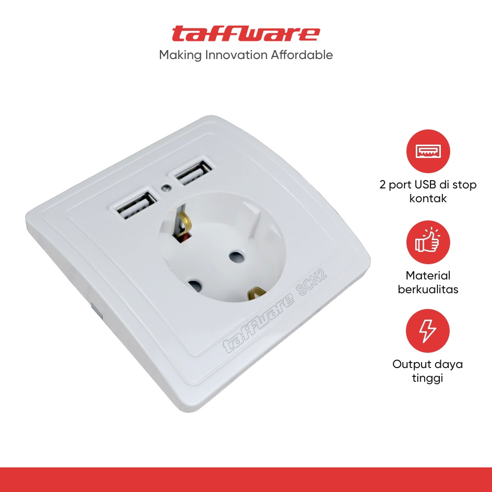 Jual Taffware Stop Kontak Dinding EU Plug dengan 2 USB Port - SCN2 | Shopee Indonesia