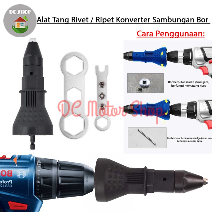 Jual Alat Tang Rivet Ripet Adaptor Konverter Bor Paku Rivet Elektrik ...