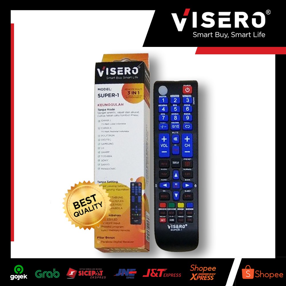 Jual REMOTE MULTI SUPER-1 3 in 1 Untuk TV Tabung, LCD/LED dan Receiver ...