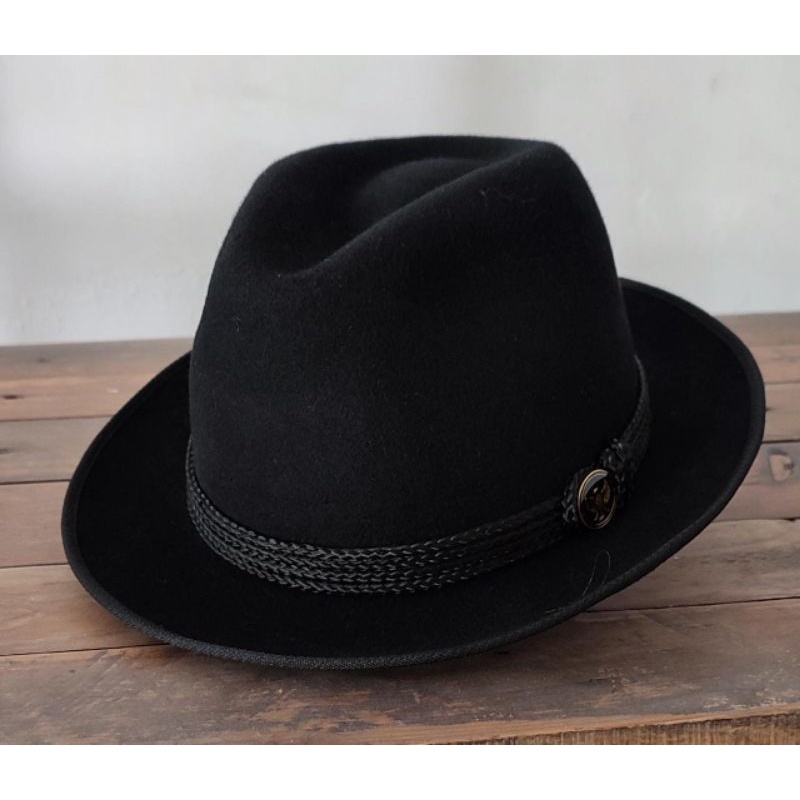 Jual TOPI LAKEN FEDORA BLACK LIST TALI KLASIK | Shopee Indonesia