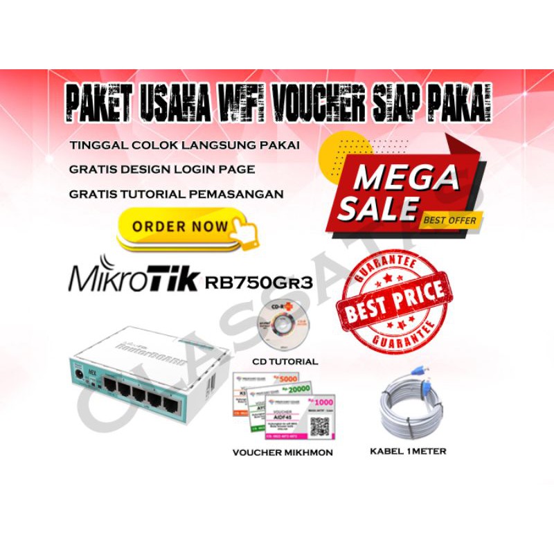 Jual Mikrotik Rb750Gr3 Paket Usaha Wifi Voucher Full setting tinggal ...
