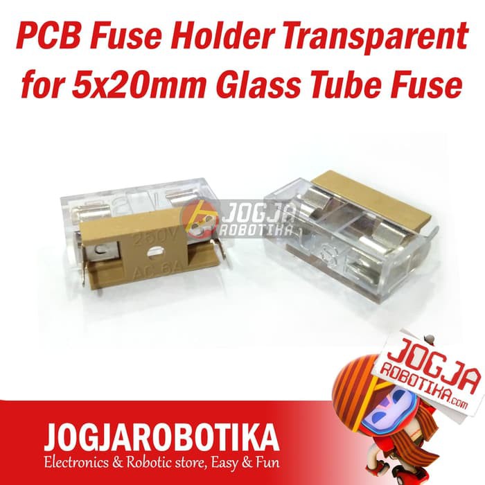 Jual PCB Fuse Holder with Transparent Cover for 5x20mm Glass Tube Fuse ...