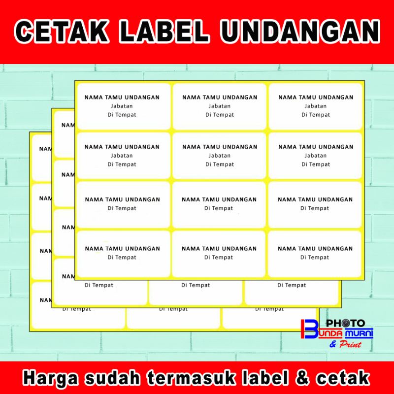 Jual Cetak Stiker Label Undangan 103/Cetak Label Nama Tamu Undangan ...