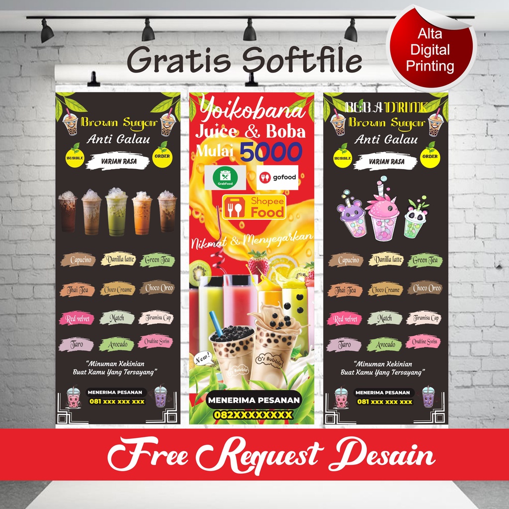Jual SPANDUK,BANNER MINUMAN BOBA BELI 1 DAPAT 2 | Shopee Indonesia